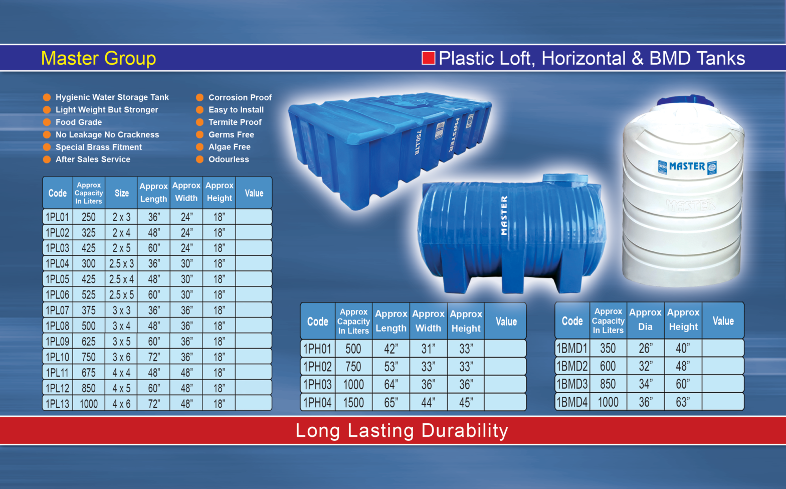 MASTER 1PL | Plastic Loft Water Storage Tank – M. Ismail Jee Sanitary